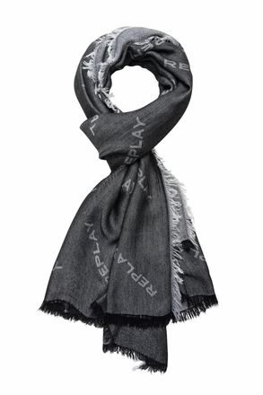Replay Herren Schal mit Logo, Black -Optical White 1214 (Grau), Onesize