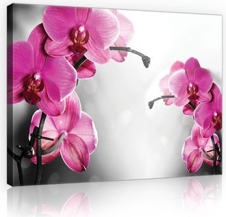 ForWall Leinwand Bilder - Orchidee Blumen 3D Abstrakt - 100x75 cm Leinwandbilder - Bild auf leinwand - Wandbild XXL groß Wandbilder für Wohnzimmer Schlafzimme