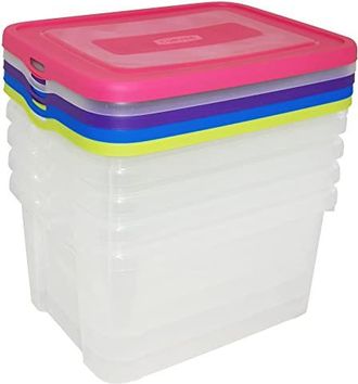 Curver | 5 Stück Handy 25 l - (Strap + Deckel und Basiss) - recycelt, sortiert, 44,8 x 34,5 x 45 cm