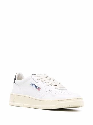 Autry Womens White Leather Sneakers With Black Heel Tab Cow Trainers