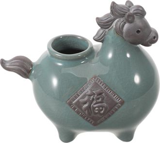 Angoily Keramikvase Pferdefigur Tischvase Chinesische Pferdedekoration f&uuml;r Neujahr Wohnzimmer Dekoration