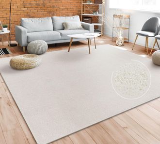 Paco Home Teppich Wohnzimmer Schlafzimmer Esszimmer Kurzflor Moderne Optik Einfarbig Pastell, Gr&ouml;sse:240x340 cm, Farbe:Creme