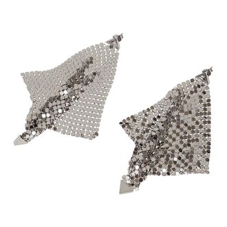Paco Rabanne Femme, Accessoires, Gris, Taille: ONE Size Boucles doreilles pendantes en maille m&eacute;tallique