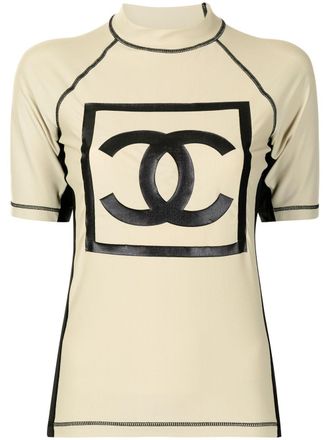 Chanel t-shirt Sports CC à détail de patch (2003) - Blanc