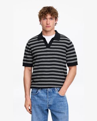 Arket Poloshirt Aus Baumwoll-Leinen -Blau