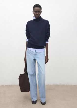 Mango Pullover mit drapiertem Rollkragen marineblau - Damen - XXS - MANGO