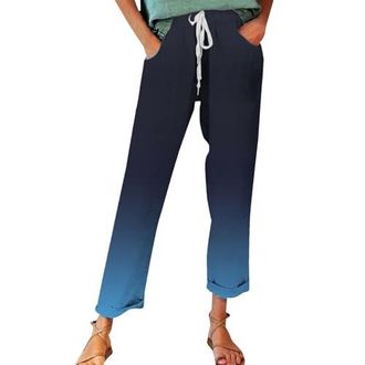 Generic Pantalon Leger Ete Femme Lin &Eacute;t&eacute; Large Elegant Pantalon Court en Lin pour Femme Grande Taille Taille Haute Jambe Large Longueur Cheville Ray&eacute; pour La 