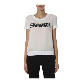 Dsquared2 Sheer Logo T-Shirt - - Tops - Damen - Wei&szlig; - XS
