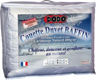 Dodo Dodo - Couette naturelle 220x240 cm - Duvet et plumettes - Indice de chaleur chaude - Anti-moisissures - Fabriqu&eacute;e en France