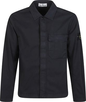 Stone Island Homme, Vestes, Bleu, Taille: S Stretch Cotton Twill Overshirt