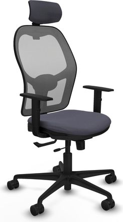 Piqueras y Crespo Ergonomischer B&uuml;rostuhl, Grau, 1D-Armlehnen, h&ouml;henverstellbare Lendenwirbelst&uuml;tze und Kopfteil, h&ouml;henverstellbar und neigbar, Grau/Dunkelgrau