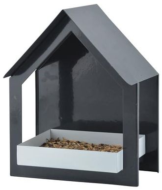 Esschert Design Wandfutterhaus, in anthrazit/wei&szlig;, aus dem Material Metall, 19,2 x 12,0 x 23,2 cm