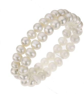 Zeeme Pearls Armband S&uuml;&szlig;wasserzuchtperlen wei&szlig; 8mm zweireihig