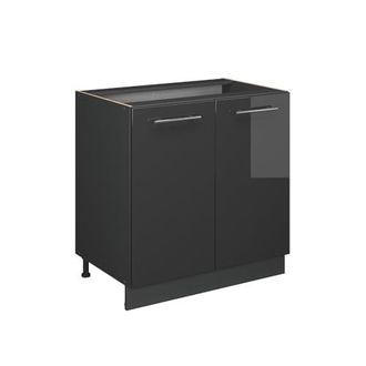 Vicco Meuble Bas sous-évier Fame-Line, Anthracite Haute Brillance, 80cm avec étagère, PT Anthracite