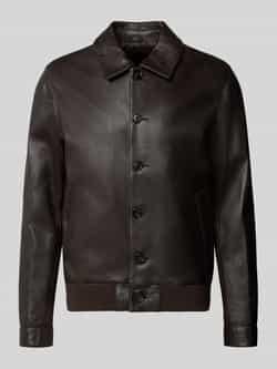 Profuomo Lederjacke mit Knopfleiste und Eingrifftaschen