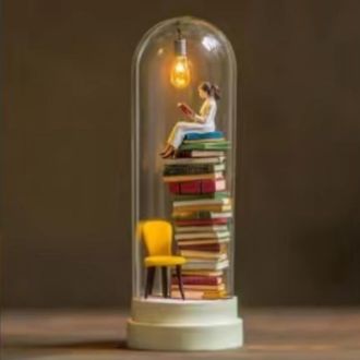 Generic Leser-Nachtlicht, LED-Harz gebeizte gestapelte B&uuml;cher Lampe, gestapelte B&uuml;cher Lichter, 3D-Miniatur-B&uuml;cherlampe, winziges B&uuml;cherregal, Bibliothek, Sta