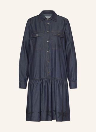 Grace Grace Hemdblusenkleid In Jeansoptik Mit Schmucksteinen blau