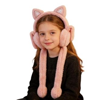 Generic Cache-oreilles mignons - Couvre-chef chaud et doux - avec oreilles de lapin mobiles en peluche, pour lhiver, lautomne, les d&eacute;placements, les sports de