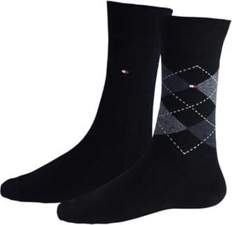 Tommy Hilfiger Femme Tommy Hilfiger Check Mens Socks (2 Pack) chaussettes Not Applicable, Noir, 39/42
