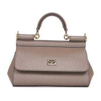 Dolce & Gabbana Leder-Schultertasche mit Leo-Print - - Bags - Damen - Grau - ONE SIZE