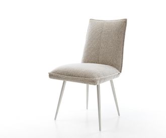 DELIFE Esszimmerstuhl Lelio-Flex Webstoff Soft Beige 4-Fu&szlig; konisch Edelstahl Taschenfederkern, Esszimmerst&uuml;hle