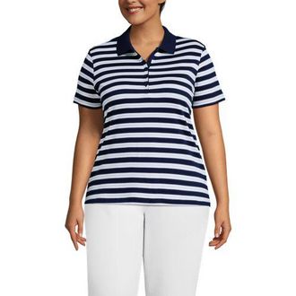 Lands End Supima-Poloshirt, Damen, Gr&ouml;&szlig;e:52-54 plus, Blau, Baumwolle, by Lands End