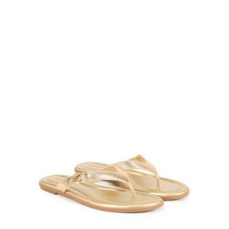 Michael Kors Sandales plates Erin en cuir m&eacute;tallis&eacute;