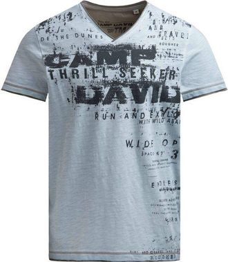 Camp David V-Shirt mit Used-Kanten