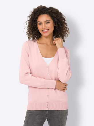 Heine Strickjacke HEINE, Damen, Gr. 34, rosa (hellros&eacute;), 100% Baumwolle, unifarben, Strickjacken Strickjacke, Topseller