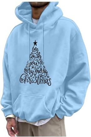 Generic Sweat A Capuche Homme Manches Longues, Sweatshirt Homme Noel Imprim&eacute; Sapin De No&euml;l Poche Motifs Dr&ocirc;le Int&eacute;ressant Sweats De No&euml;l Sweater Moche Christm