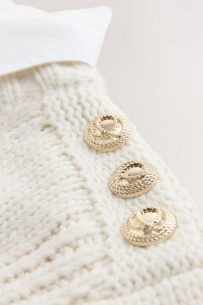 Next V-Ausschnitt-Pullover Strickpullover mit V-Ausschnitt und Hemdlage (1-tlg)