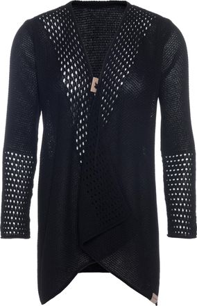 Knit Factory April Strickjacke - Mittellange Damen Strickjacke - Sommer Cardigan aus Baumwollmix - Hochwertige Qualit&auml;t - Schwarz - 36/38