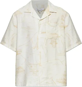 Maison Kitsun&eacute; Homme, Chemises, Beige, Taille: L Parisian Map Resort Shirt