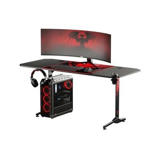 Diablo X-Mate Gaming Tisch 160 cm x 75 cm x 75 cm Schreibtisch PC Computertisch Ergonomisch Carbon Tischplatte Kopfh&ouml;rerhaken Getr&auml;nkehalter Rutschfester Fu&szlig;