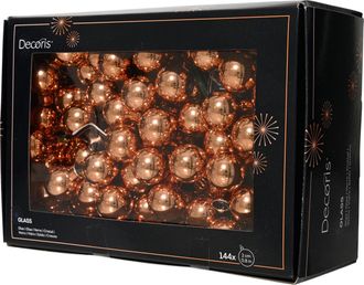 Kaemingk Weihnachtskugeln am Draht Glas 2cm x 144 St&uuml;ck Spiegelbeeren - kleine Dekokugeln - Christbaumschmuck & Weihnachtsdeko - Brandy gl&auml;nzend