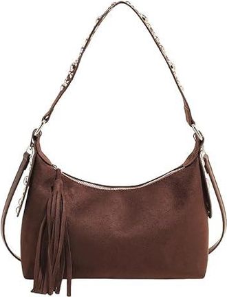 Generic Sac &agrave; bandouli&egrave;re tendance en daim pour femme - Motif demi-lune - Bandouli&egrave;re r&eacute;glable - Id&eacute;al pour l&eacute;cole, le travail, le shopping et les voyages, ca