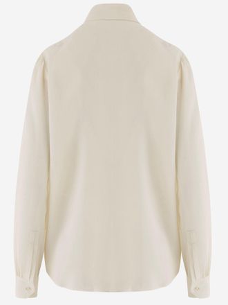 Saint Laurent Womens Shirt Silk Cr&ecirc;pe De Chine Ivory