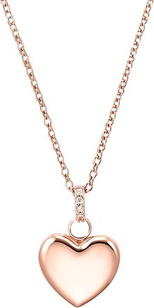 s.Oliver Kette mit Anhänger 925 Sterling Silber Damen Halsschmuck, mit Zirkonia synth., 42+3 cm, Roséfarben, Herz, Kommt in Schmuck Geschenk Box, 2032598