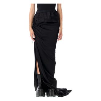 Rick Owens Femme, Jupes, Noir, Taille: 38 FR Jupe noire longue jusquau sol avec taille &eacute;lastique