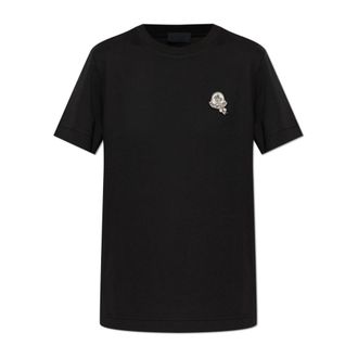 Moncler Logo Patch T-Shirt - - Tops - Damen - Schwarzk - L