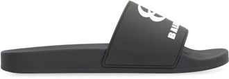 Balenciaga Mens Black Rubber Slides Flip Flops &
