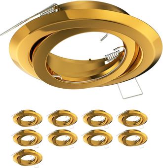 LEDs Com 10 Stück Deckeneinbaurahmen FABI, rund, schwenkbar, gold glänzend