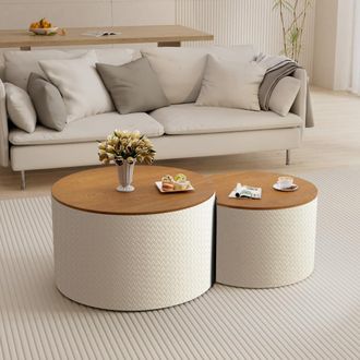 Generic Rundes Beistelltisch-Set (2er-Pack), Mid-Century-Modern-Kreistisch mit rutschfesten F&uuml;&szlig;en, Industrie-Beistelltisch f&uuml;r Wohnzimmer, Schlafzimmer, B&uuml;ro 