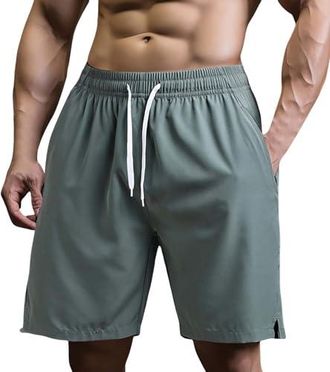 Generic Short de sport pour homme à séchage rapide - Short de sport respirant - Short de sport solide pour homme - Short dété pour la course à pied - Short de