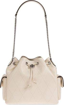 Tory Burch Femme, Sacs, Beige, Taille: ONE Size Charlie Quilted Drawstring Shoulder Bag