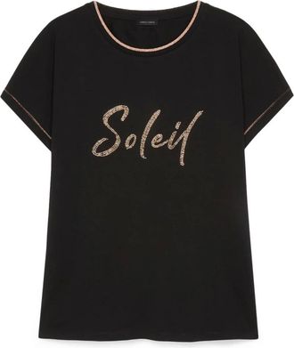 Fiorella Rubino Femme, Tops, Noir, Taille: 38 FR T-shirt en coton avec imprim&eacute; Soleil