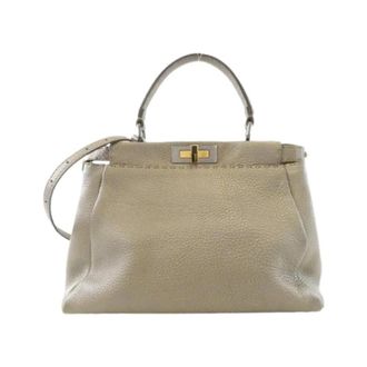 Fendi Sac &agrave; main Pre-owned Peekaboo en cuir m&eacute;tallis&eacute; - Femme - Pre-owned - Beige - Taille: ONE Size