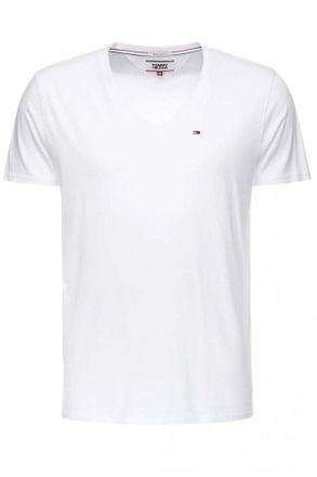 Tommy Jeans Herren T-Shirt Kurzarm TJM Original V-Ausschnitt, Weiß (Classic White), 3XL