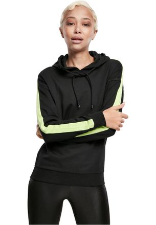 Urban Classics Ladies Neon Shoulder Stripe Hoody Black/electriclime XS