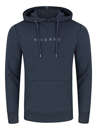 Riverso Pull &agrave; Capuche RIVErik - pour Homme - avec Logo - avec Poches Kangourou - en Coton - Noir Rouge Marron Beige Rouge - S M L XL 2XL 3XL 4XL 5XL, Dark Bl